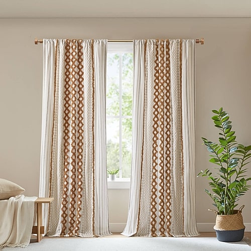 Click here for INK+IVY Imani Cotton Printed Tufted Rod Pocket Lig... prices