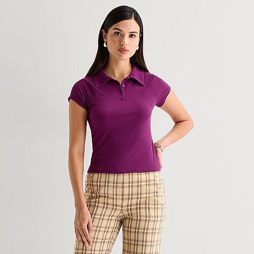 Click here for Worthington Womens Short Sleeve Rib Polo Shirt  Me... prices