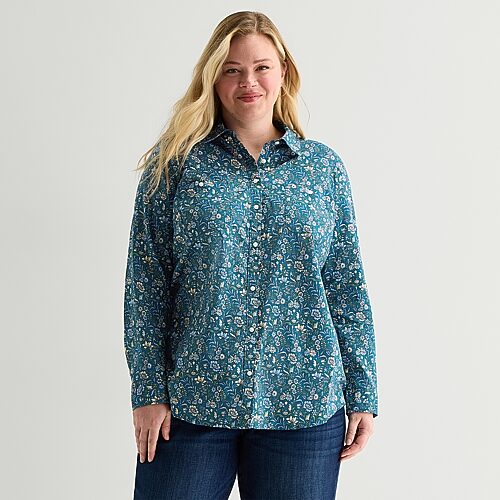 Click here for St. Johns Bay Womens Plus Cuffed Long Sleeve Regul... prices