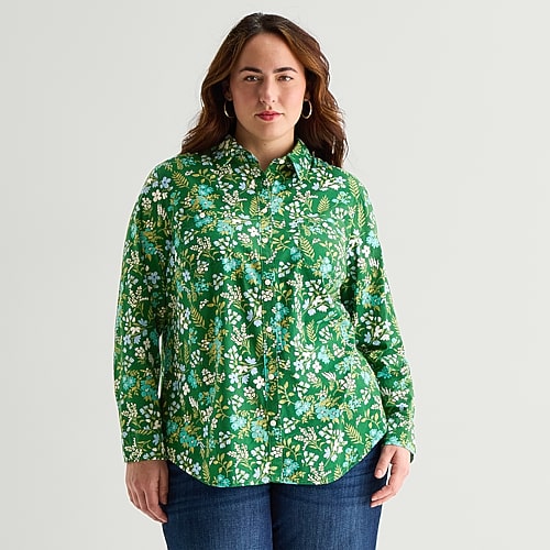 Click here for St. Johns Bay Womens Plus Cuffed Long Sleeve Regul... prices