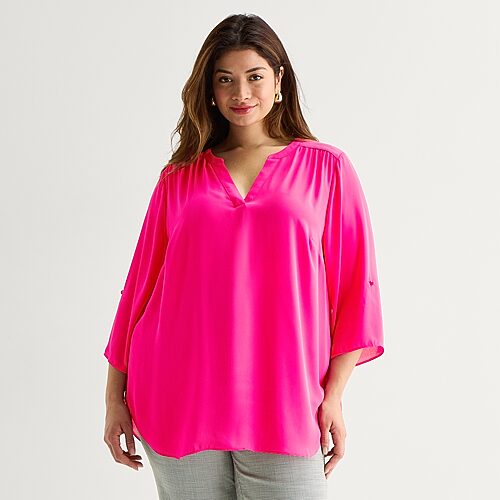 Click here for Worthington Womens Plus Split Crew Neck 3/4 Sleeve... prices