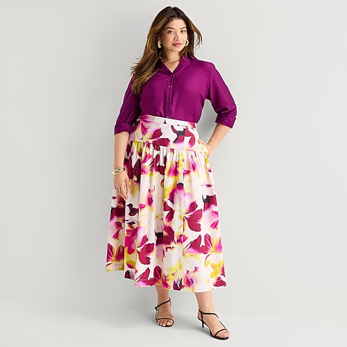 Click here for Worthington Womens Plus Midi Full Skirt  16w  Mult... prices
