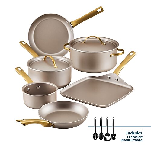 Farberware Radiant Aluminum 12-Piece Cookware Set - Champagne