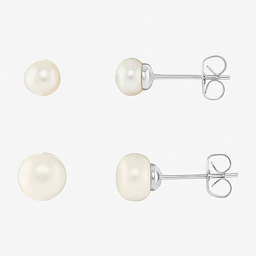 Click here for Silver Reflections Womens 2 Pair Earring Set  One... prices