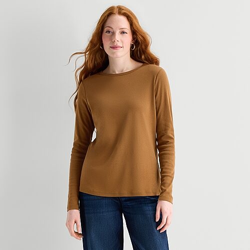 Click here for St. Johns Bay Womens Crew Neck Long Sleeve T-Shirt... prices