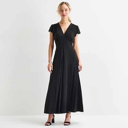 Click here for Womens MSK Flutter Sleeve V Neck Maxi Dress prices