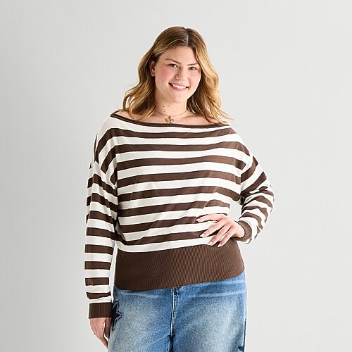 Click here for Forever 21 Juniors Plus Womens Boat Neck Long Slee... prices