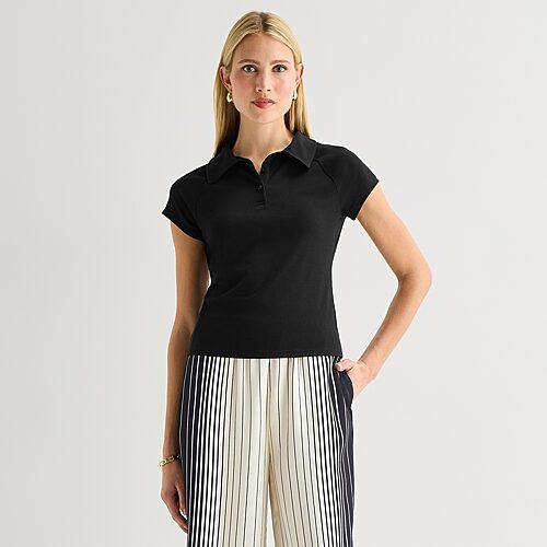 Click here for Worthington Womens Short Sleeve Rib Polo Shirt  Pe... prices