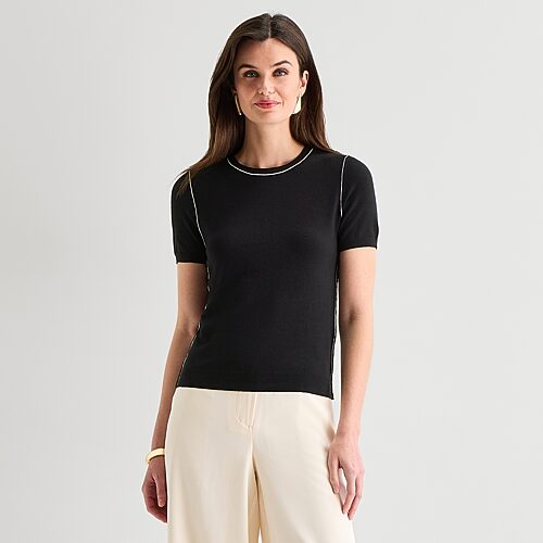 Click here for Worthington Womens Crew Neck Short Sleeve Pullover... prices