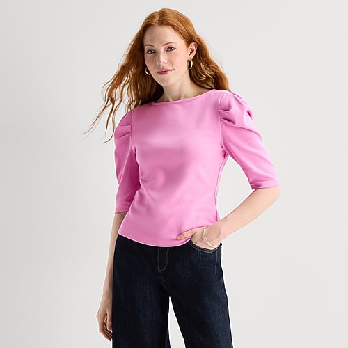 Click here for St. Johns Bay Womens Crew Neck 3/4 Sleeve Blouse... prices