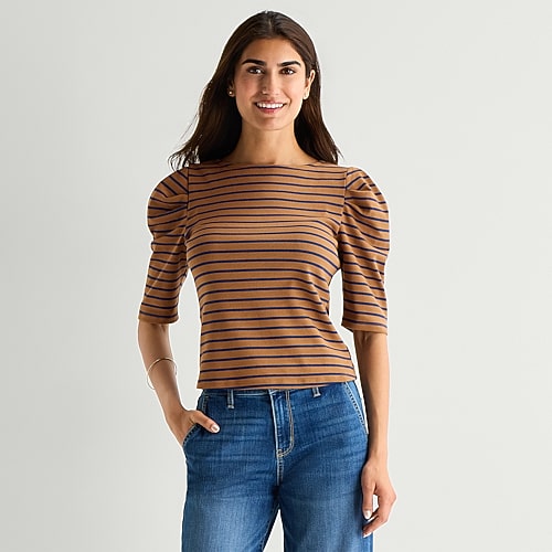 Click here for St. Johns Bay Womens Crew Neck 3/4 Sleeve Blouse... prices