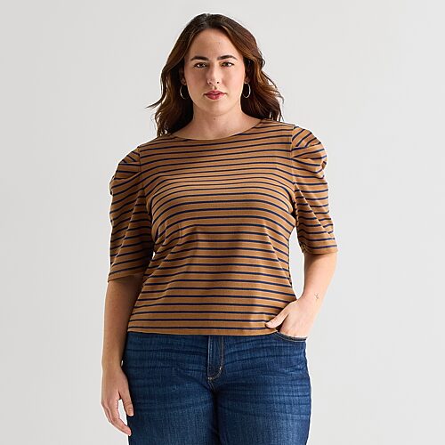 Click here for St. Johns Bay Womens Plus Crew Neck 3/4 Sleeve Kni... prices