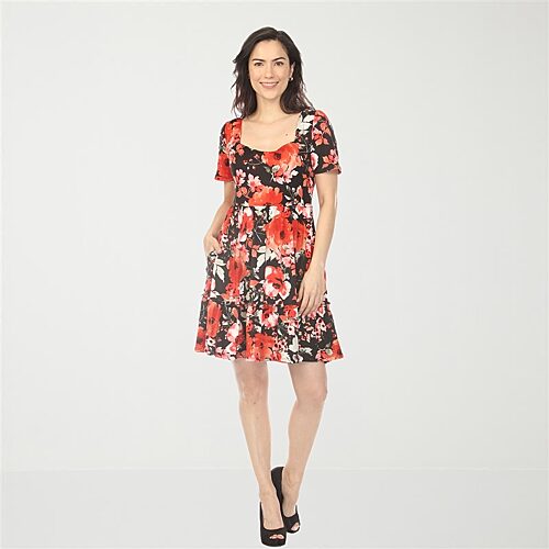 Click here for Womens White Mark Square Neck Short Sleeve Floral... prices