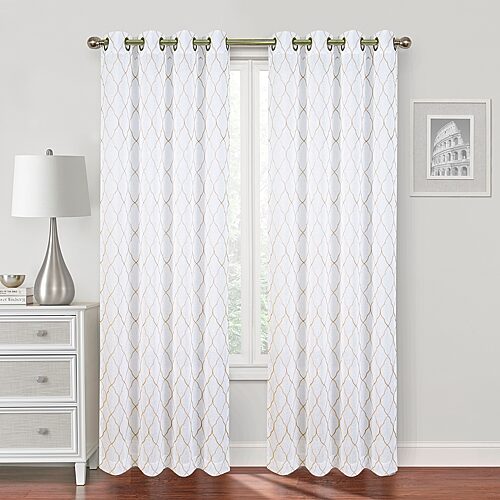 Click here for Regal Home Bayview Grommet Top Embroidered Sheer S... prices