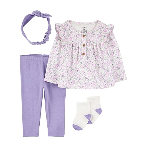 Click here for Carters Baby Girls 4-pc. Pant Set  3 Months  Purpl... prices