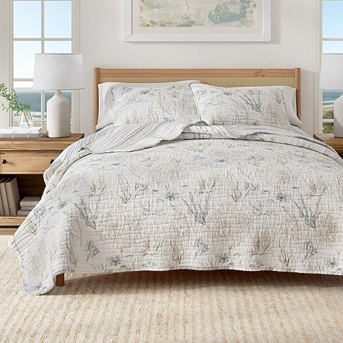 Click here for Linery Coastal Reversible Quilt Set  One Size  Bro... prices