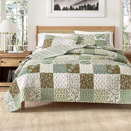 Click here for Linery Floral Patchwork Reversible Quilt Set  One... prices