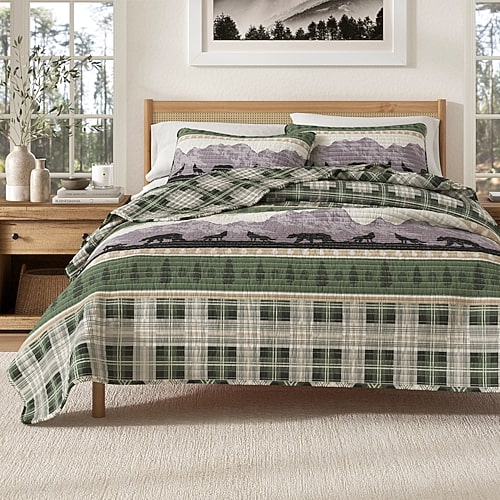 Click here for Linery Mountainscape Reversible Quilt Set  One Siz... prices