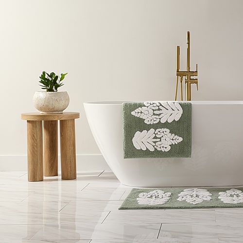 Click here for ienjoy Home Floral Cotton Bath Mat  24 x 17 - Folk... prices