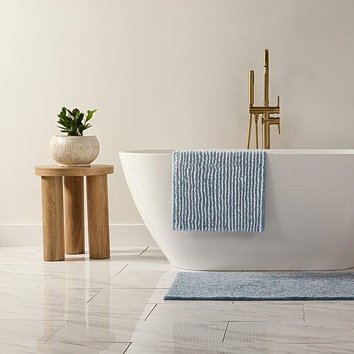 Click here for Casual Comfort Pinstripe Cotton Bath Rug  One Size... prices