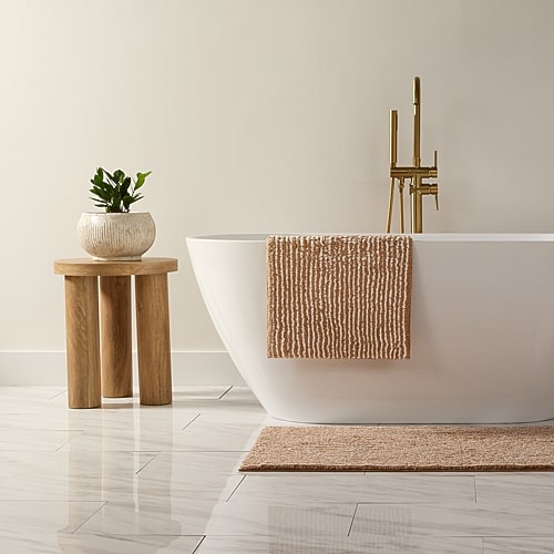 Click here for Casual Comfort Pinstripe Cotton Bath Rug  One Size... prices