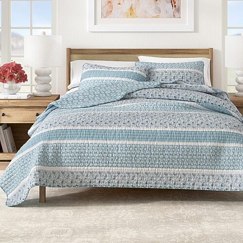 Click here for Linery Stripe Paisley Reversible Quilt Set  One Si... prices