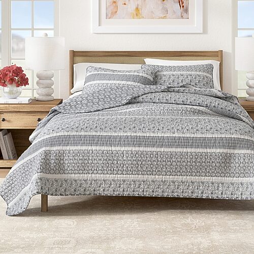 Click here for Linery Stripe Paisley Reversible Quilt Set  One Si... prices