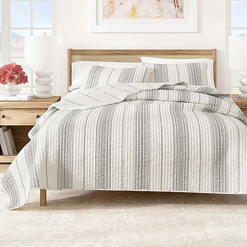 Click here for Linery Farmhouse Stripe Reversible Quilt Set  One... prices