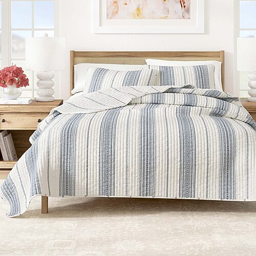 Click here for Linery Farmhouse Stripe Reversible Quilt Set  One... prices