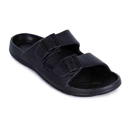 Totes Womens Double Buckle Adjustable Slide with Everywear - Black