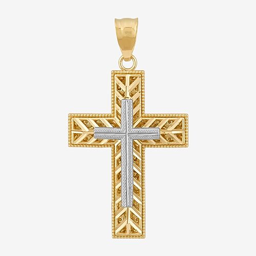 Click here for Womens 10K Two Tone Gold Cross Pendant  One Size... prices