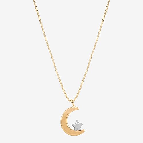 Click here for Gold Addiction Womens 10K Two Tone Gold Moon 18 In... prices