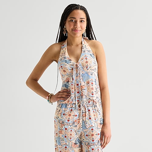 Click here for Arizona Womens Juniors Halter Neck Sleeveless Tank... prices