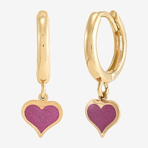 Click here for Womens 10K Gold 17.5mm Heart Hoop Earrings  One Si... prices