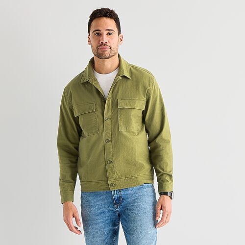 Click here for mutual weave Mens Denim Shirt Jacket  Medium  Gree... prices