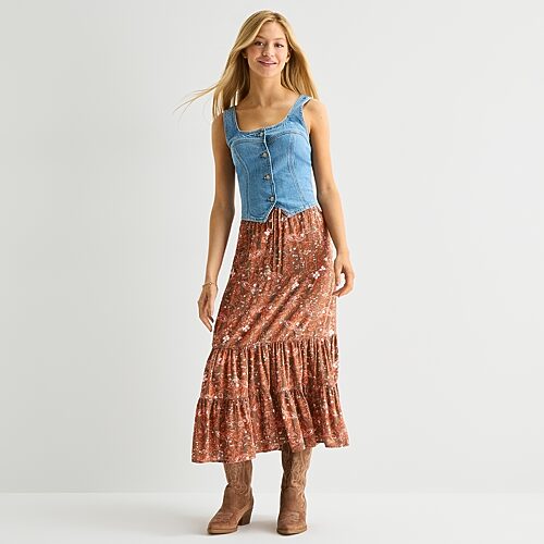 Click here for Arizona Womens Juniors Maxi Skirt  Small  Red prices
