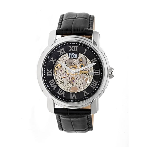 Reign Unisex Adult Automatic Black Leather Strap Watch Reirn4304  One Size
