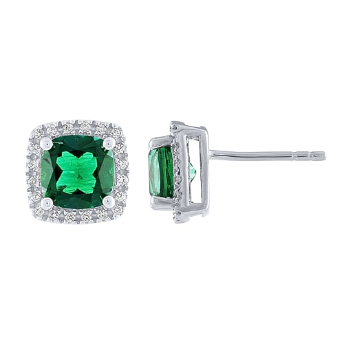 Click here for Cushion Lab-Created Emerald White Sapphire Sterlin... prices
