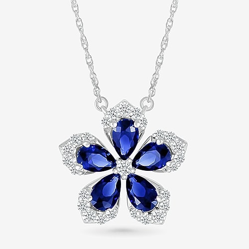 Click here for Womens Lab Created Blue Sapphire & 1/5 CT. T.W. Ge... prices