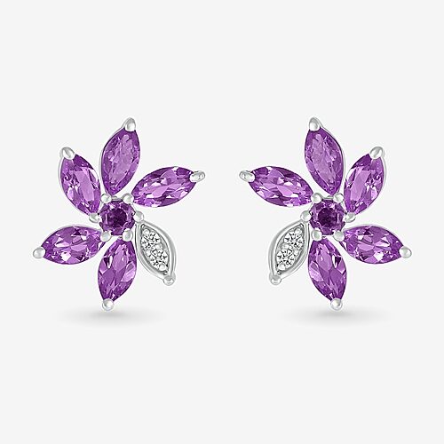 Click here for Genuine Purple Amethyst Sterling Silver 11.5mm Flo... prices