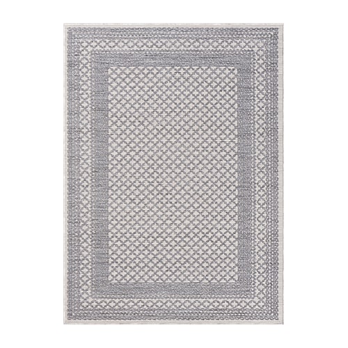 Winona Lightly Bordered PET Yarn Indoor Outdoor Rectangular Area Rug  One Size  Blue