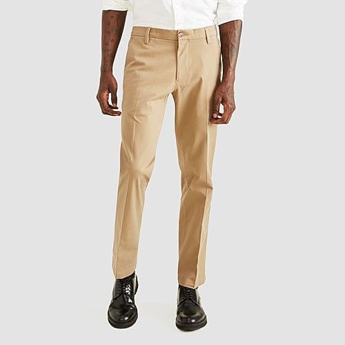 Dockers Workday Khaki With Smart 360 Flex Mens Straight Fit Flat Front Pant  32 32  Beige
