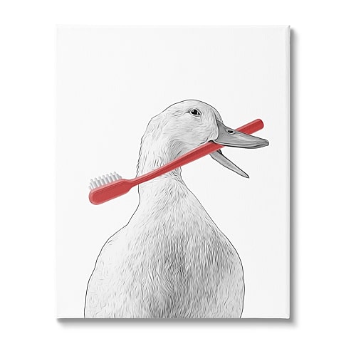 Click here for Stupell Industries Duck & Toothbrush Portrait Canv... prices