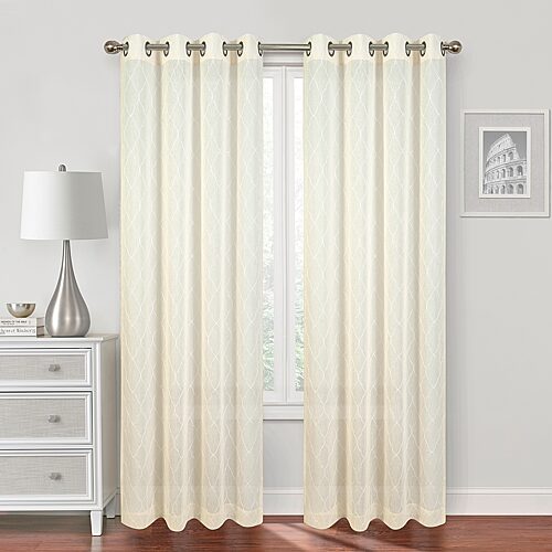 Click here for Regal Home Bayview Grommet Top Embroidered Sheer S... prices