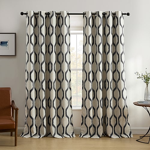 Click here for Threadmade Renzo Geometric Linen Room Darkening Wi... prices