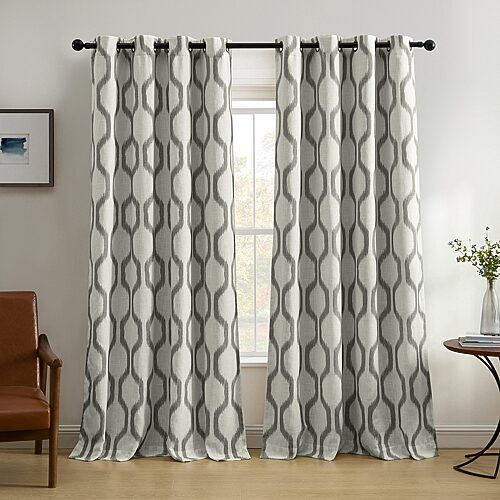 Click here for Threadmade Renzo Geometric Linen Room Darkening Wi... prices