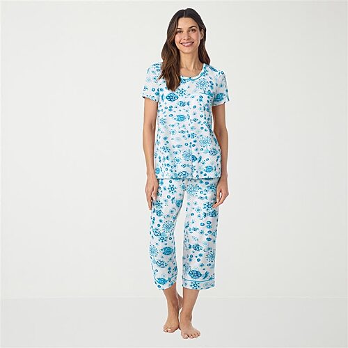 Click here for Cuddl Duds Womens Short-Sleeve Top and Cropped Paj... prices