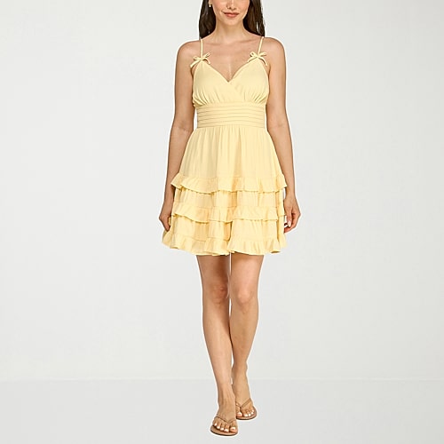 Click here for Trixxi Womens V Neck Sleeveless Fit + Flare Dress... prices