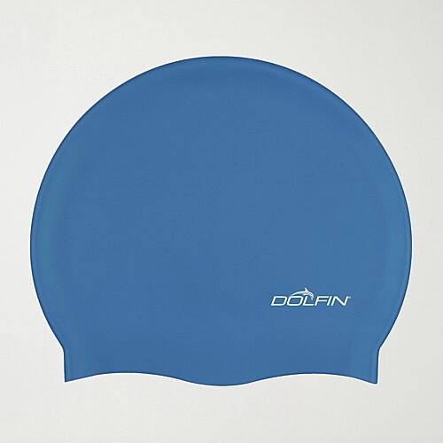 Dolfin Solid Silicone Swim Cap  One Size  Blue