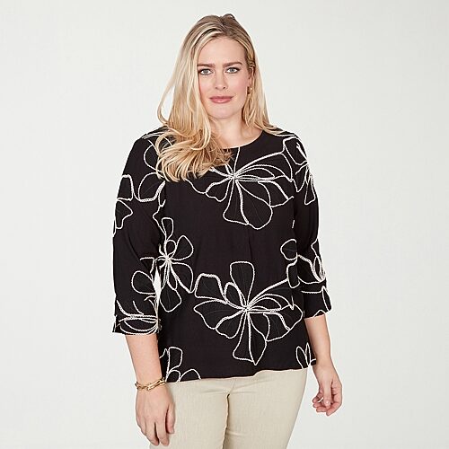 Click here for Alfred Dunner Detail Driven Womens Crew Neck 3/4 S... prices